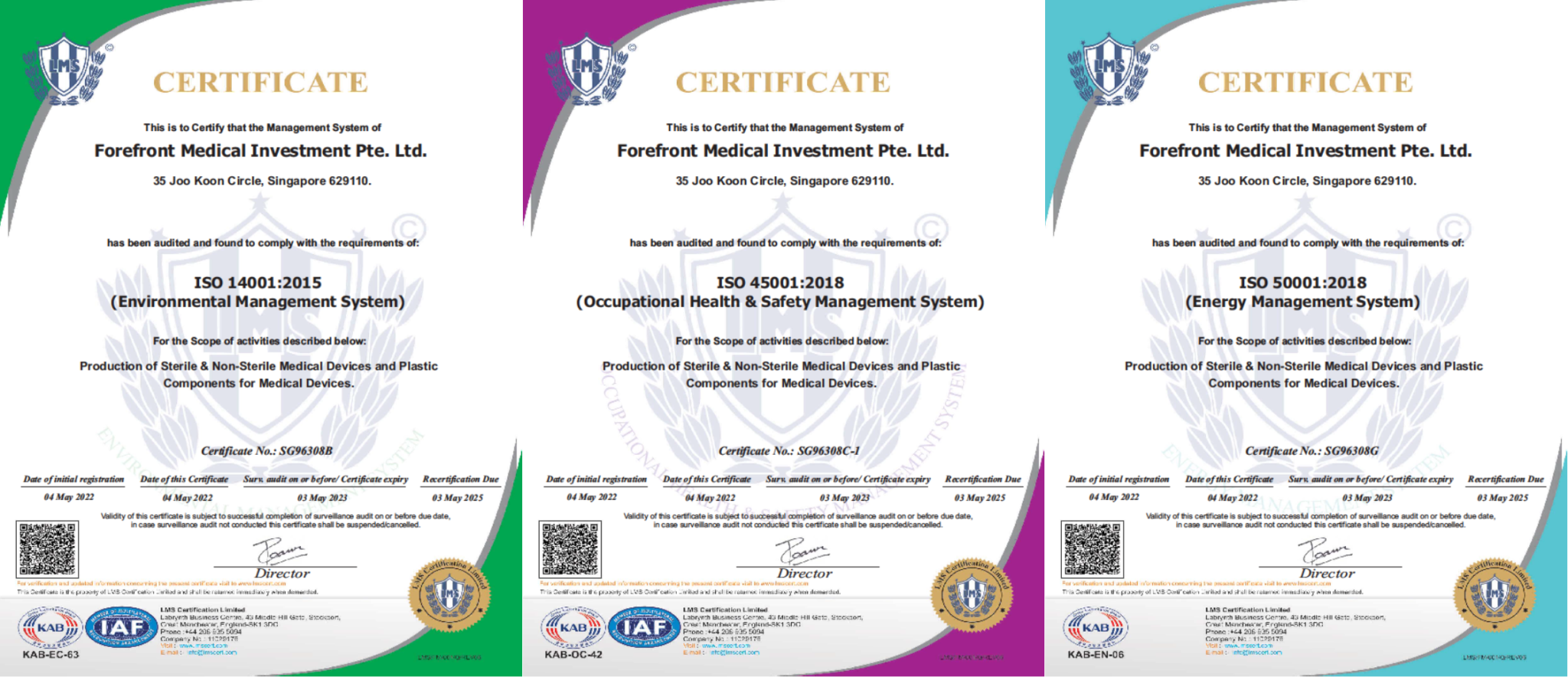 Forefront Medical CERTIFIED for ISO 14001, ISO 45001, ISO 50001 ...